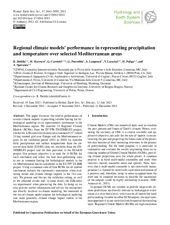 (PDF) Regional climate models' performance in representing ...