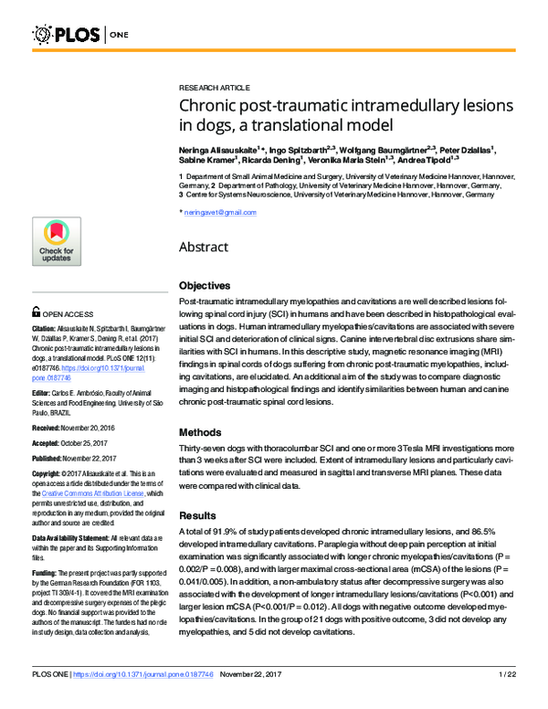 (PDF) Chronic post-traumatic intramedullary lesions in dogs, a ...