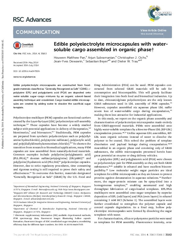 (PDF) Edible polyelectrolyte microcapsules with water-soluble cargo ...