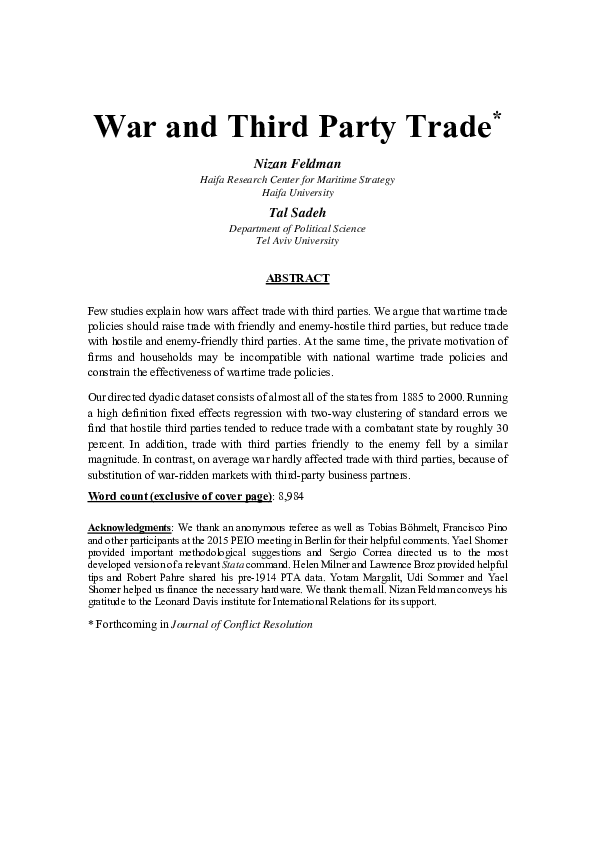 (PDF) War and Third-party Trade