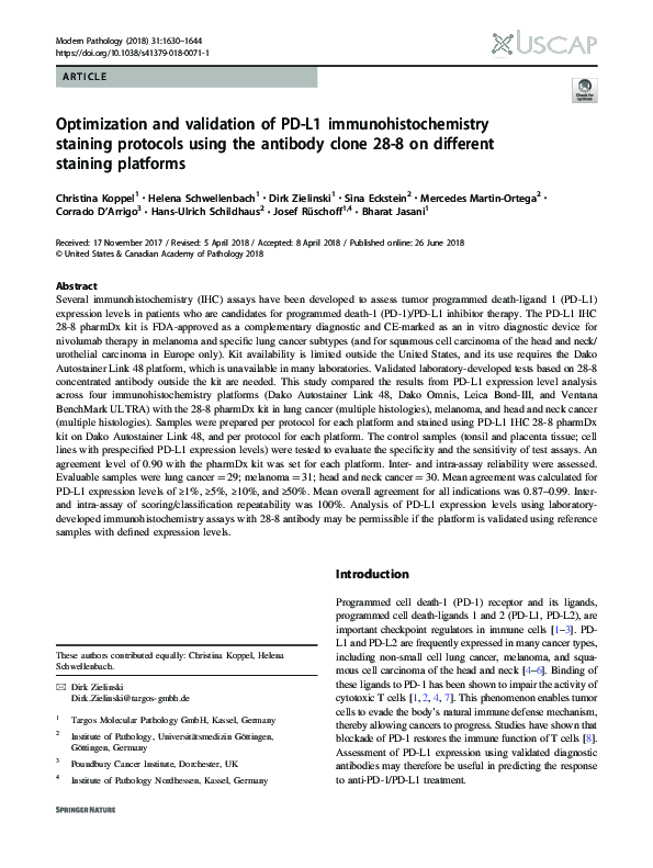 (PDF) Optimization and validation of PD-L1 immunohistochemistry ...