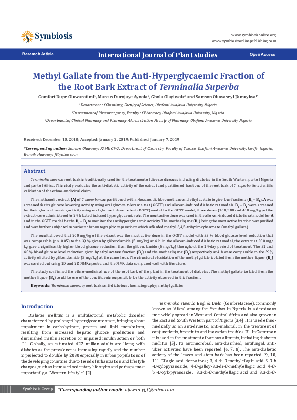 (PDF) Methyl Gallate from the Anti-Hyperglycaemic Fraction of the Root ...