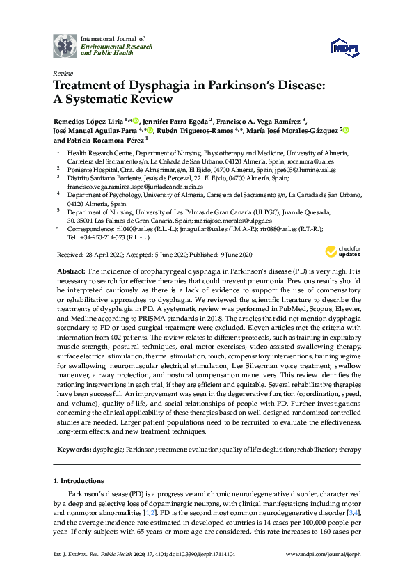 (PDF) Treatment of Dysphagia in Parkinson’s Disease: A Systematic Review