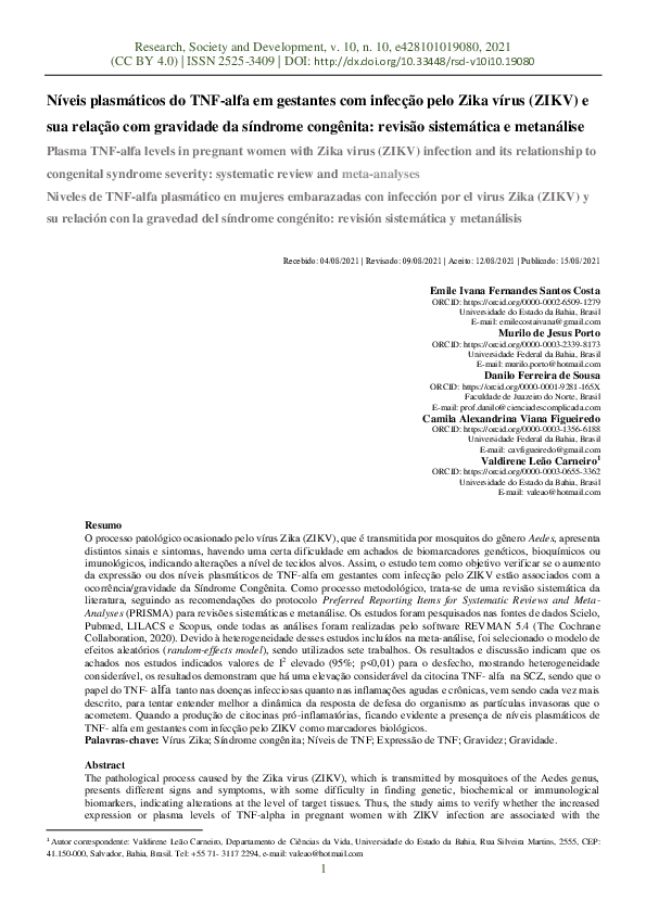 (PDF) Níveis plasmáticos do TNF-alfa em gestantes com infecção pelo ...