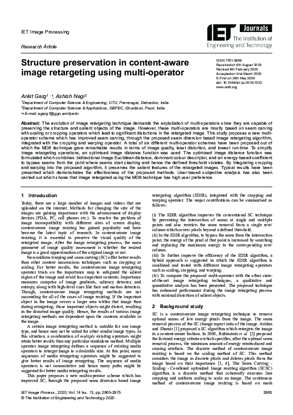(PDF) Structure preservation in content-aware image retargeting using multi-operator