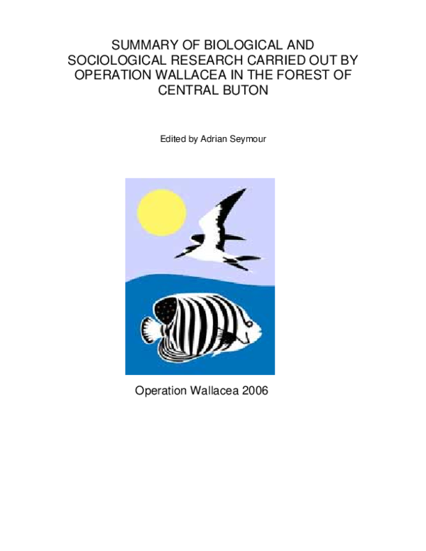 (PDF) Carried Out by Operation Wallacea in the Forest of Central Buton