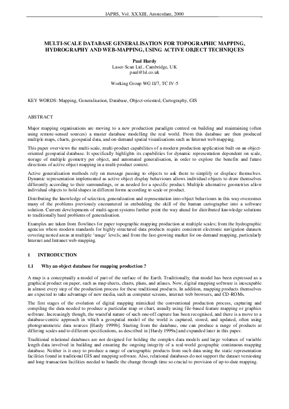 Pdf Multi Scale Database Generalisation For Topographic Mapping Hydrography And Web Mapping