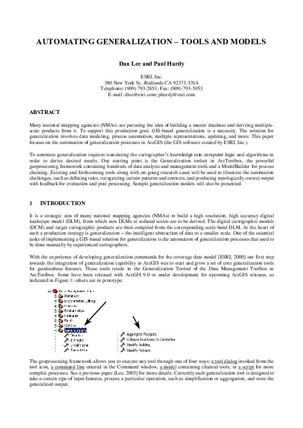 (PDF) Automating Generalization - Tools and Models
