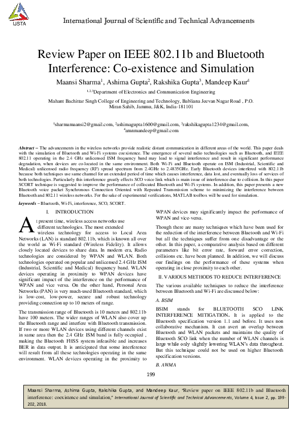 (PDF) Paper on IEEE 802 . 11 b and Bluetooth Interference : Co ...
