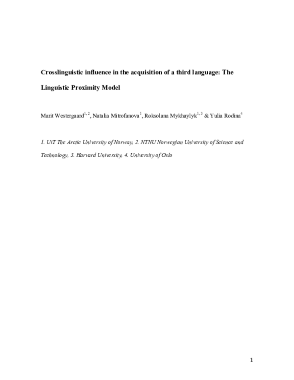 (PDF) Crosslinguistic influence in the acquisition of a third language ...