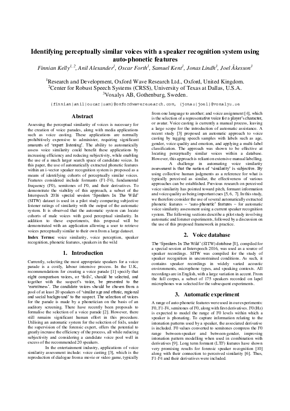(PDF) Identifying Perceptually Similar Voices with a Speaker Recognition System Using Auto ...