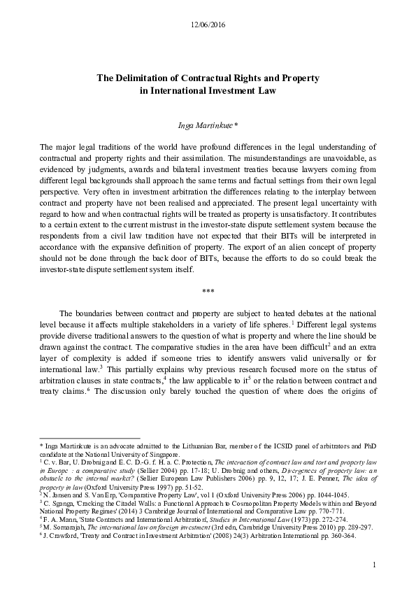 (PDF) The Delimitation of Contractual Rights and Property in ...