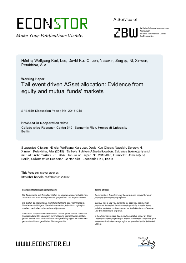 (PDF) Tail Event Driven ASset allocation: evidence from equity and ...