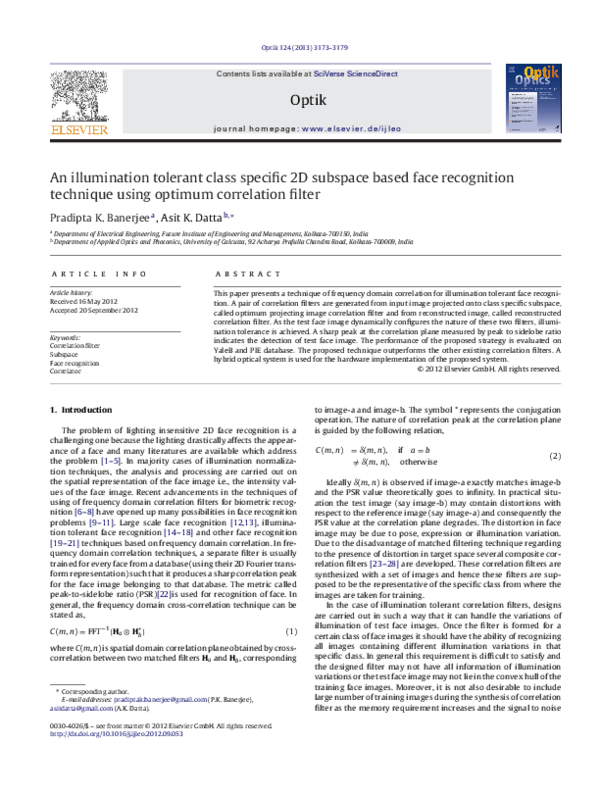 (PDF) An illumination tolerant class specific 2D subspace based face recognition technique using ...