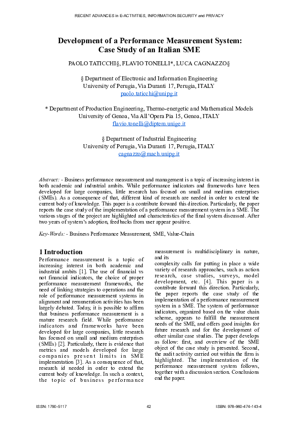 (PDF) Development of a performance measurement system: case study of an ...