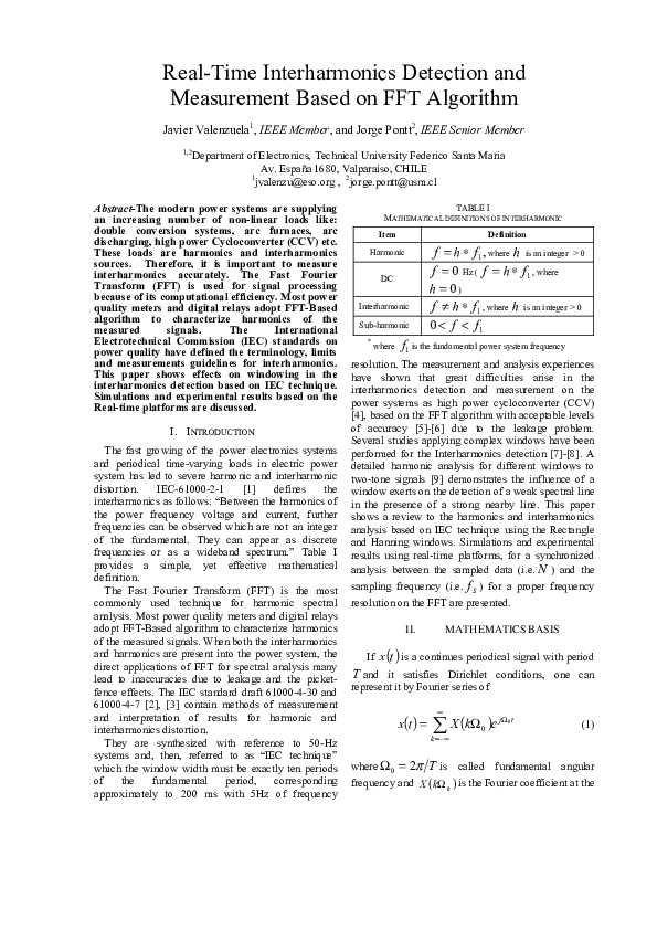 (PDF) Real-time interharmonics detection and measurement based on FFT algorithm