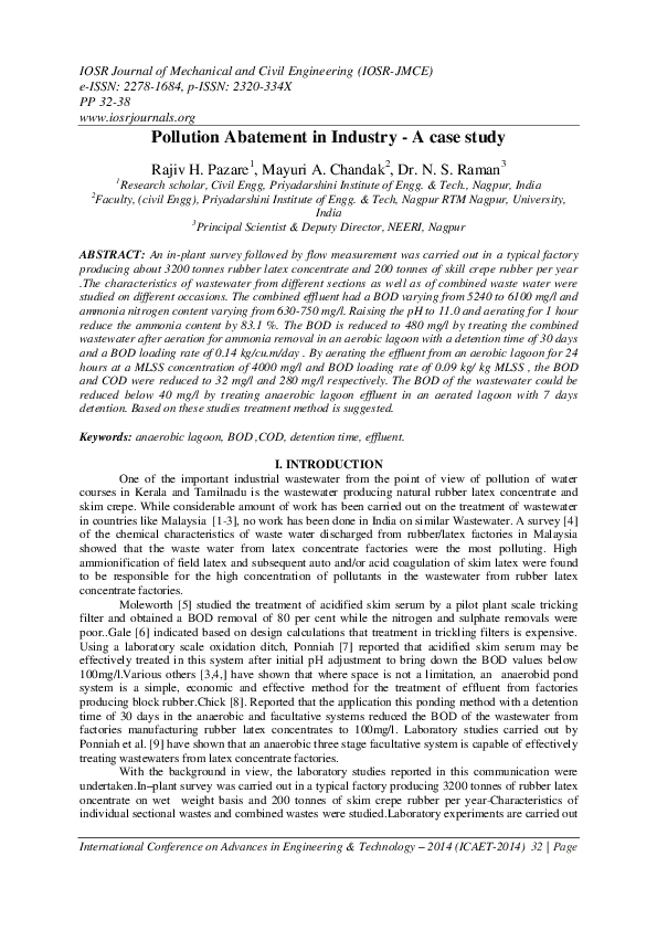 (PDF) Pollution Abatement in Industry - A case study