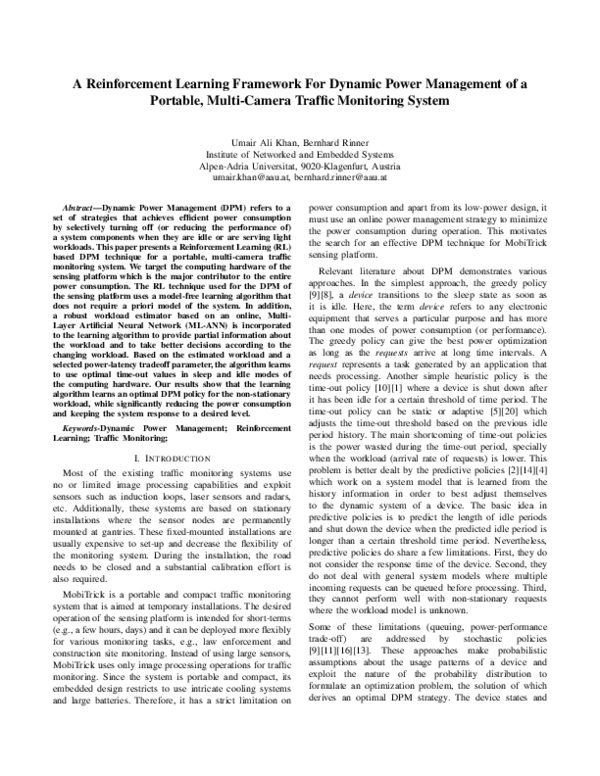 (PDF) A Reinforcement Learning Framework For Dynamic Power Management ...