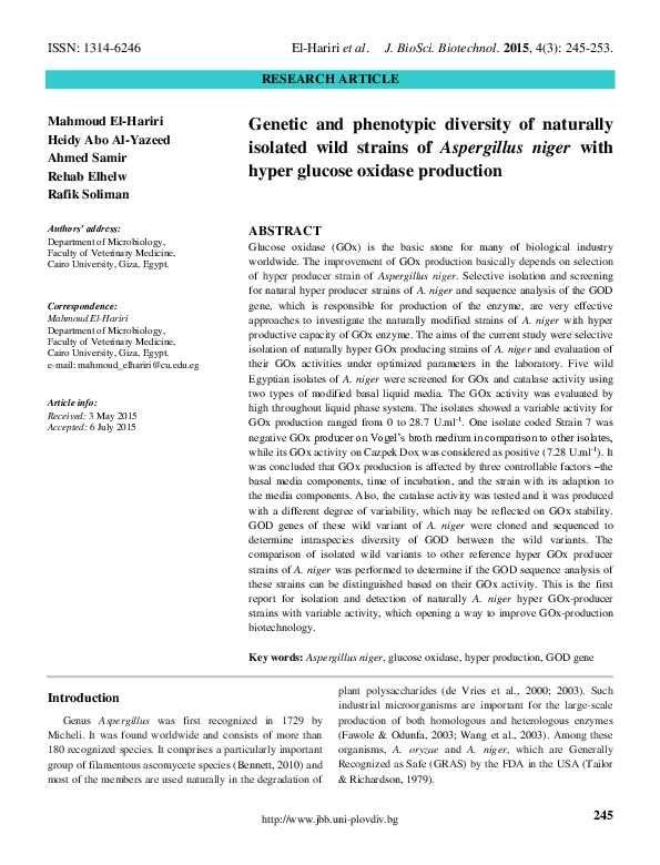 (PDF) Genetic and phenotypic diversity of naturally isolated wild ...