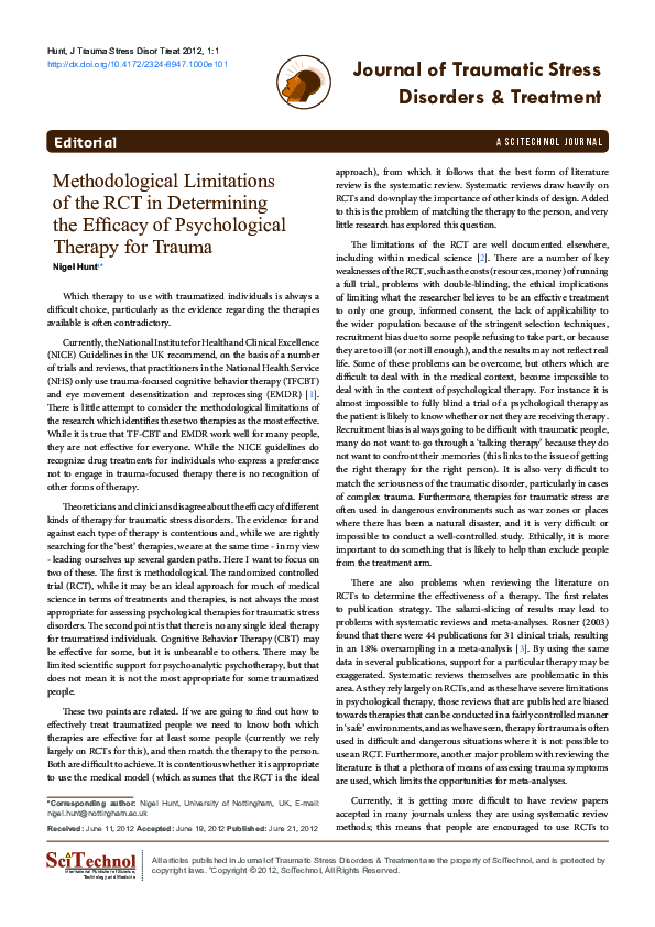 (PDF) Methodological Limitations of the RCT in Determining the Efficacy ...