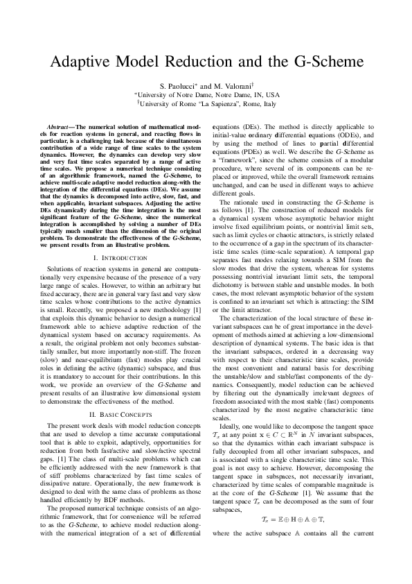(PDF) Adaptive Model Reduction and the G-Scheme