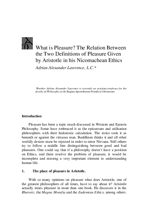 (PDF) What is Pleasure? The Relation Between the Two Definitions of ...