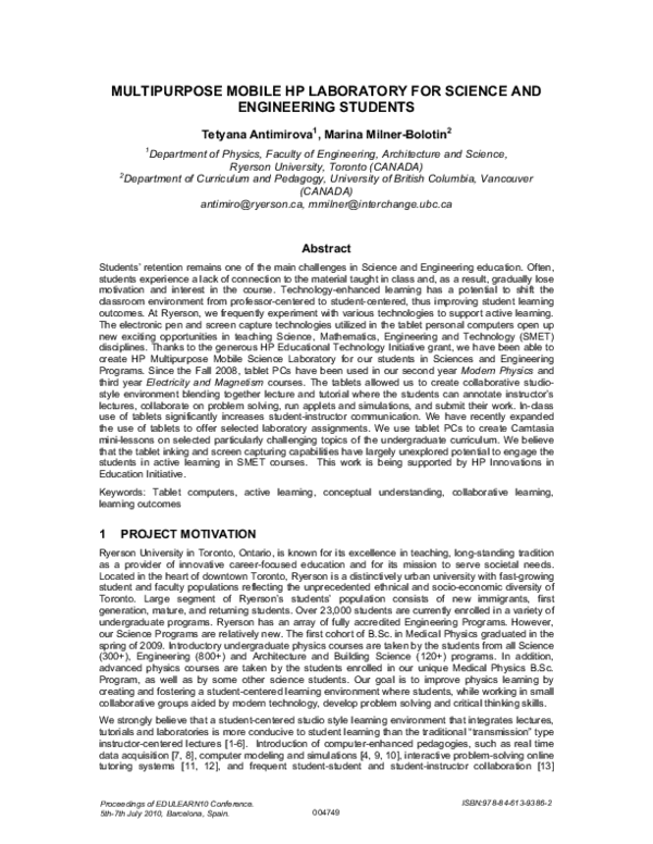 (PDF) HP Mobile Science Lab to Enhance Learning