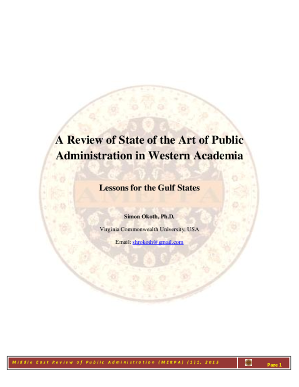 (PDF) A Review of State of the Art of Public Administration in Western ...