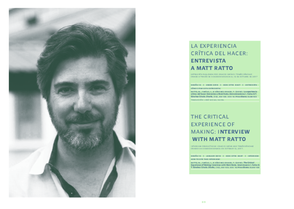 (PDF) The Critical Experience of Making: Interview with Matt Ratto ...