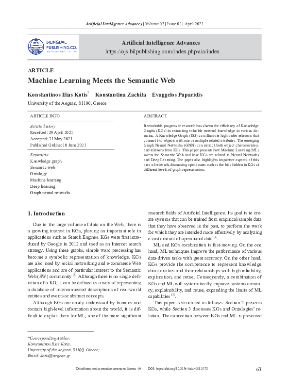 (PDF) Machine Learning Meets the Semantic Web