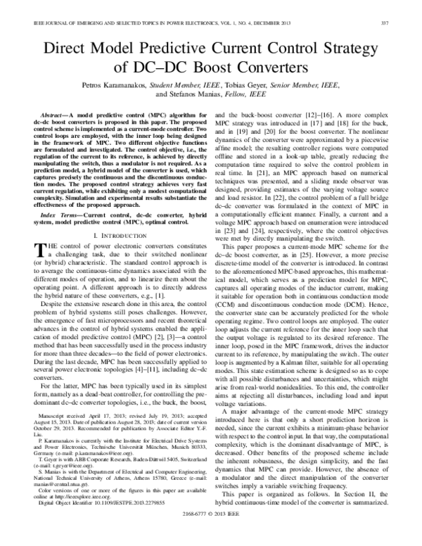 (PDF) Direct model predictive current control strategy of DC–DC boost converters