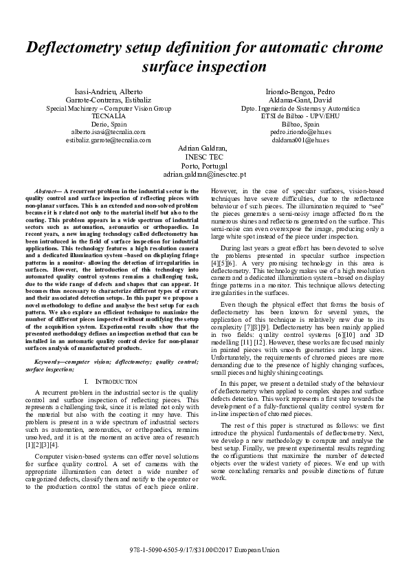 (PDF) Deflectometry setup definition for automatic chrome surface ...