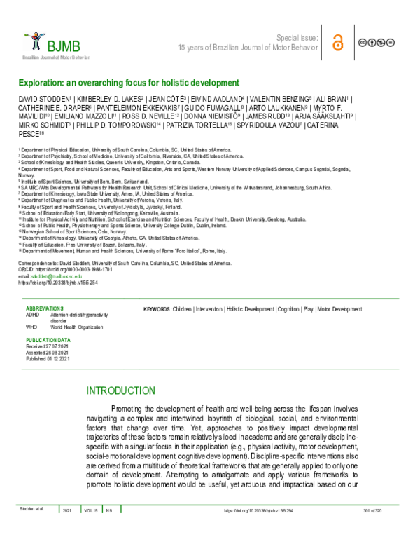 (PDF) Exploration: an overarching focus for holistic development
