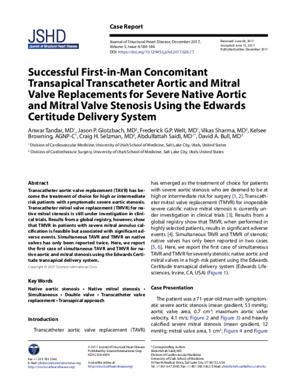 (PDF) Successful First-in-Man Concomitant Transapical Transcatheter ...