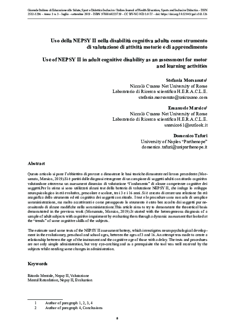 (PDF) Use of Nepsy II in Adult Cognitive Disability as an Assessment ...