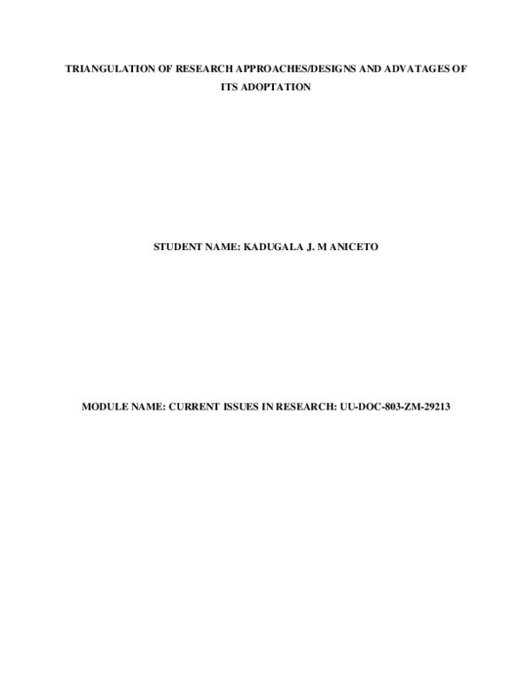 (PDF) TRIANGULATION OF RESEARCH APPROACHES
