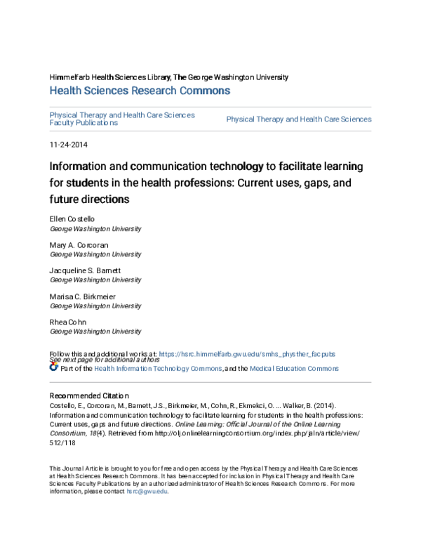 (PDF) Technology Use in Health Professional Education Information and ...