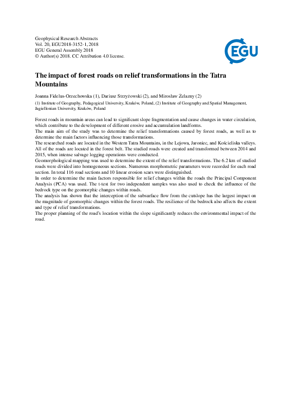 (PDF) The impact of forest roads on relief transformations in the Tatra ...