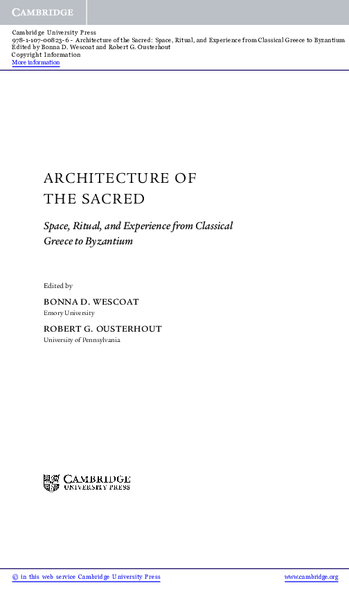 (PDF) Architecture of the Sacred: Space, Ritual, and Experience from ...