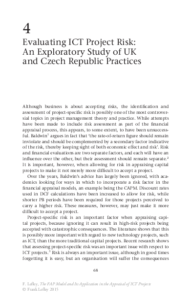 (PDF) Evaluating ICT Project Risk: An Exploratory Study of UK and Czech ...