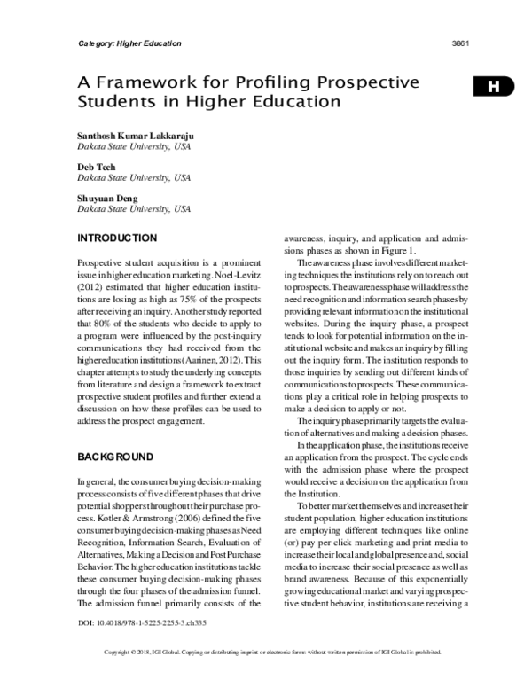 (PDF) A Framework for Profiling Prospective Students in Higher Education