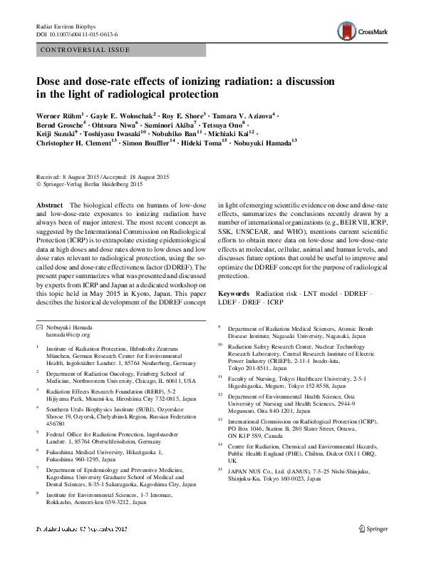 (PDF) Dose and dose-rate effects of ionizing radiation: a discussion in ...