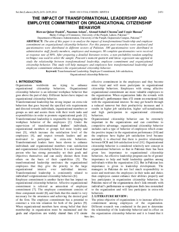 (PDF) The Impact of Transformational Leadership and Employee Commitment on Organizational ...