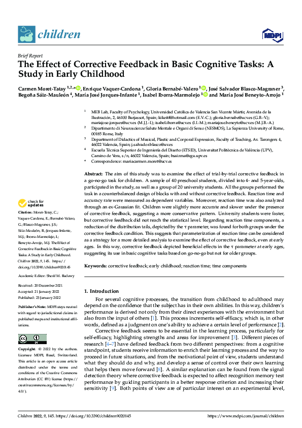 (PDF) The Effect of Corrective Feedback in Basic Cognitive Tasks: A ...