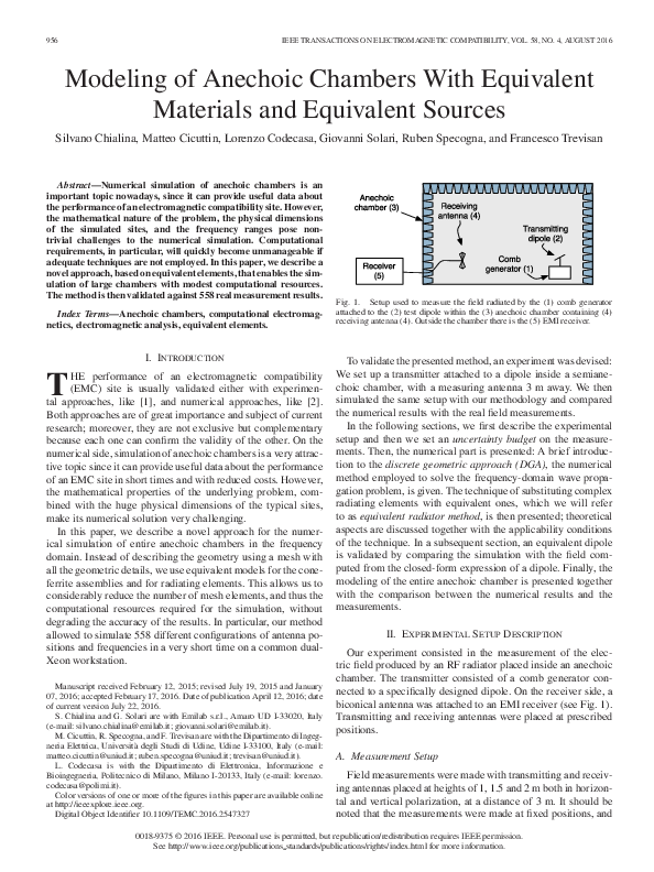 (PDF) Modeling of Anechoic Chambers With Equivalent Materials and Equivalent Sources