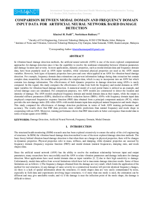 (PDF) Comparison Between Modal Domain and Frequency Domain Input Data for Artificial Neural ...