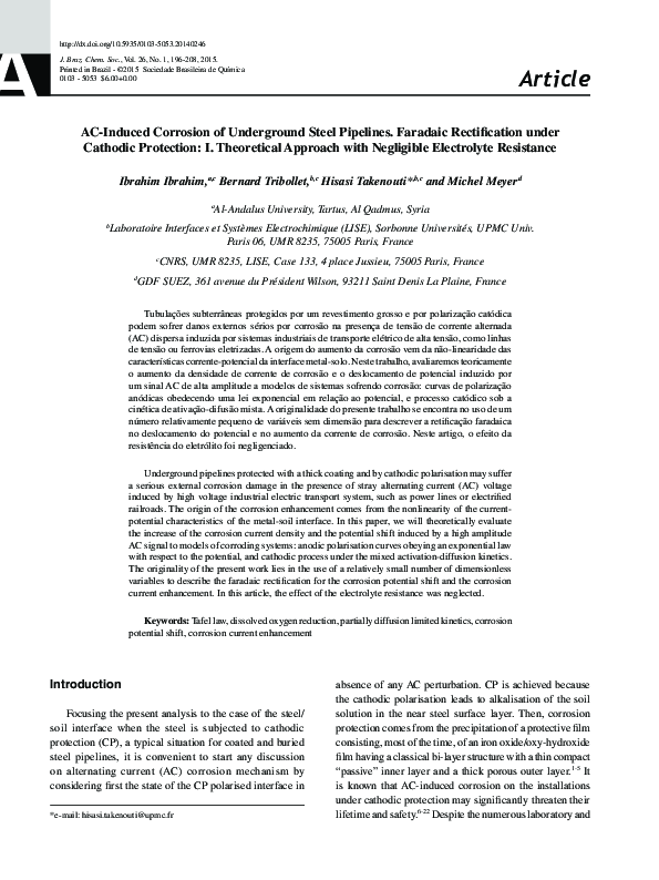 (PDF) AC-Induced Corrosion of Underground Steel Pipelines. Faradaic ...