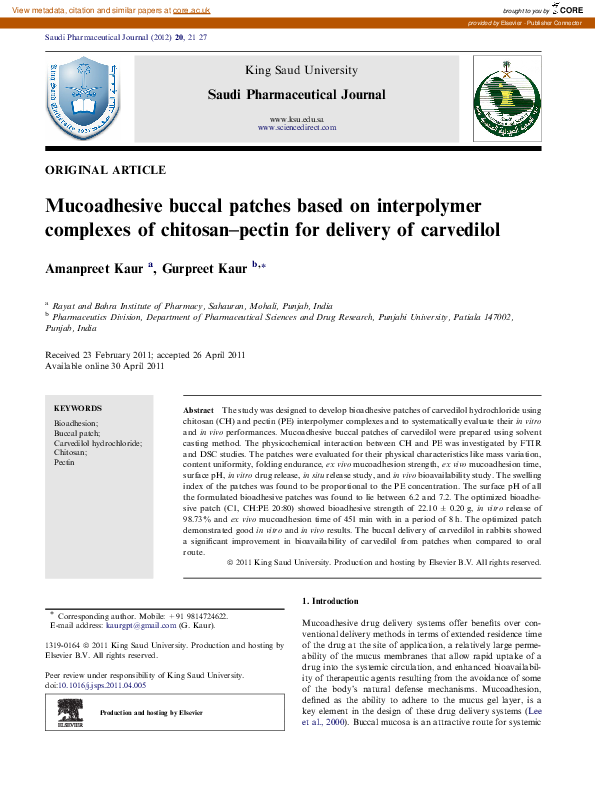 (PDF) Mucoadhesive buccal patches based on interpolymer