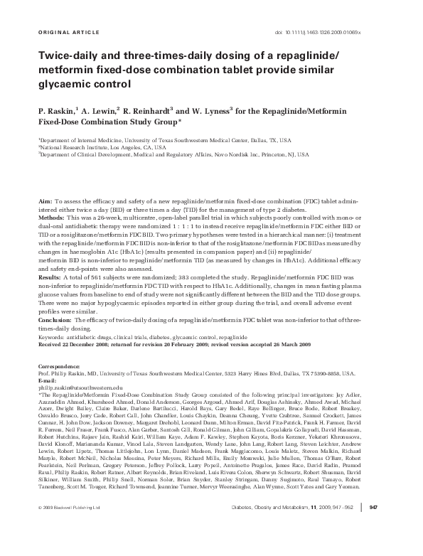(PDF) Twice-daily and three-times-daily dosing of a repaglinide ...