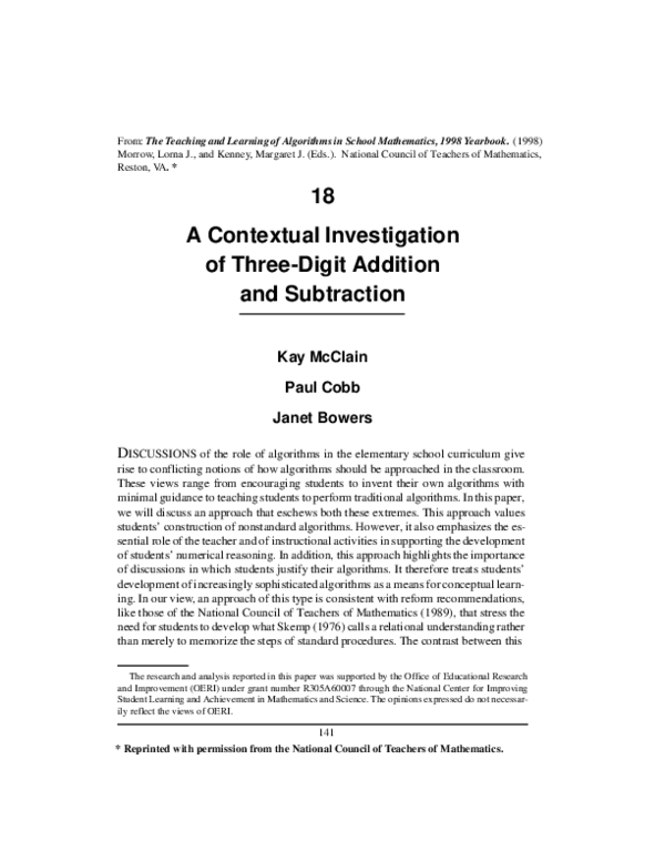 (PDF) 142 the Teaching and Learning of Algorithms in School Mathematics